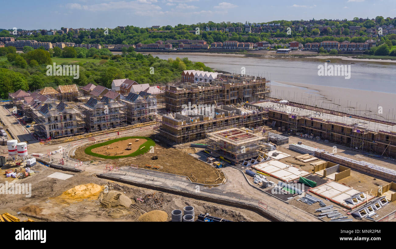 Aerial views of Redrow Homes development- Temple Wharf, located in ...