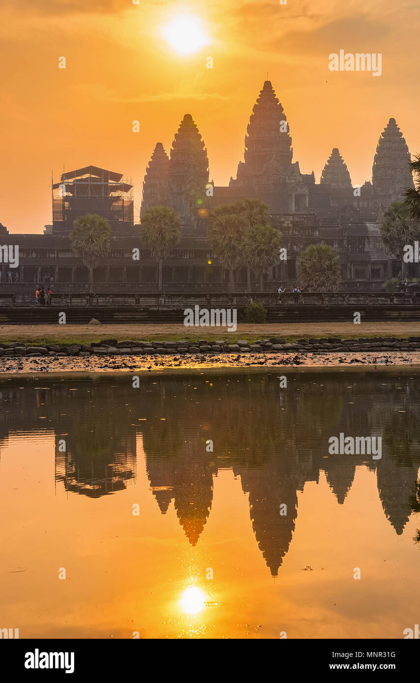 Sunset in Angkor Wat temple complex, Siem Reap, in Cambodia. The temple ...