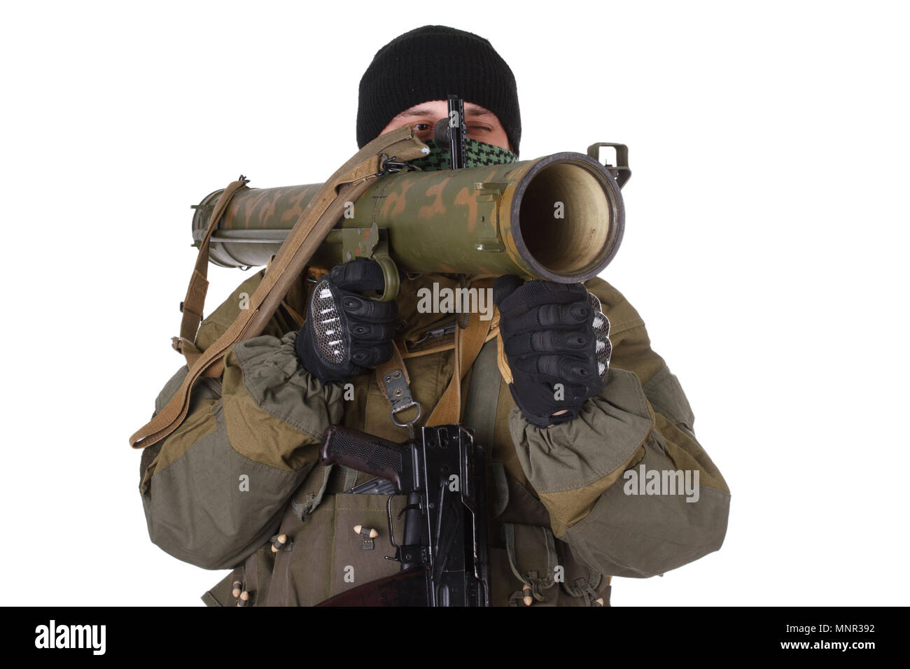 terrorist with RPG rocket launcher isolated on white Stock Photo - Alamy