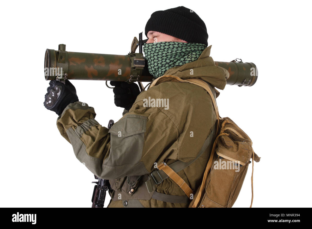 terrorist with RPG rocket launcher isolated on white Stock Photo - Alamy