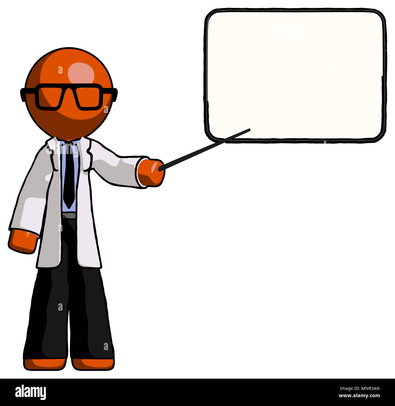 Orange doctor scientist man giving presentation in front of dry-erase ...
