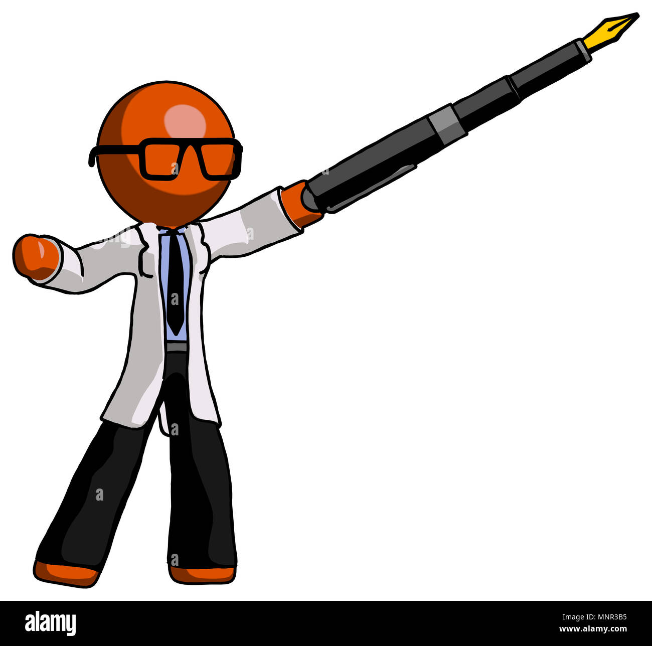 Orange doctor scientist man pen is mightier than the sword calligraphy ...