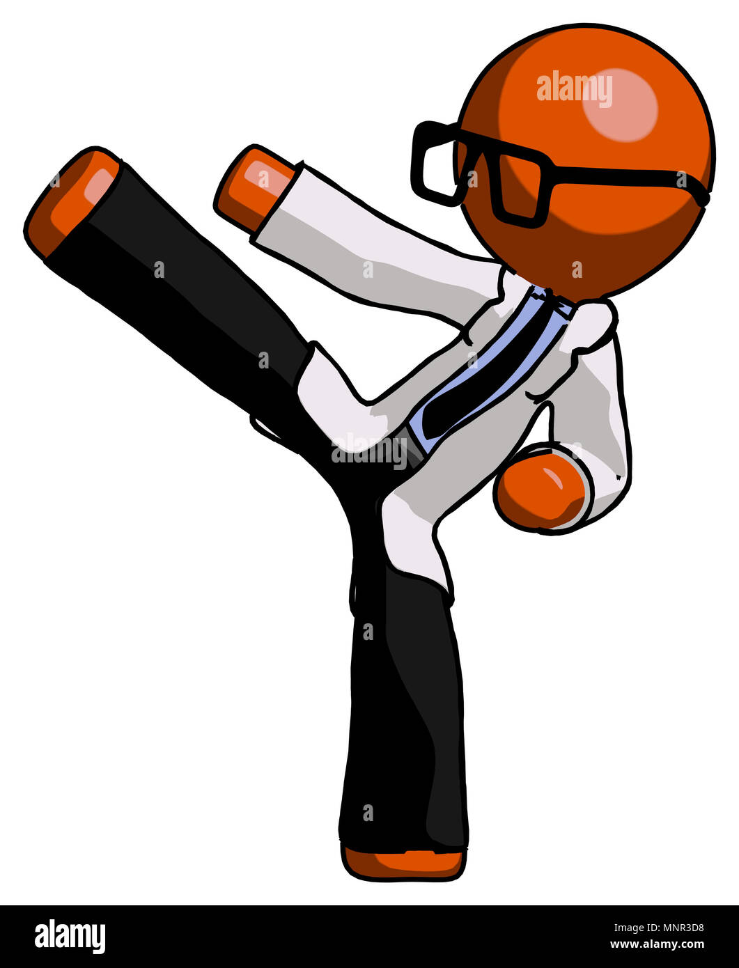 Orange doctor scientist man ninja kick left Stock Photo - Alamy
