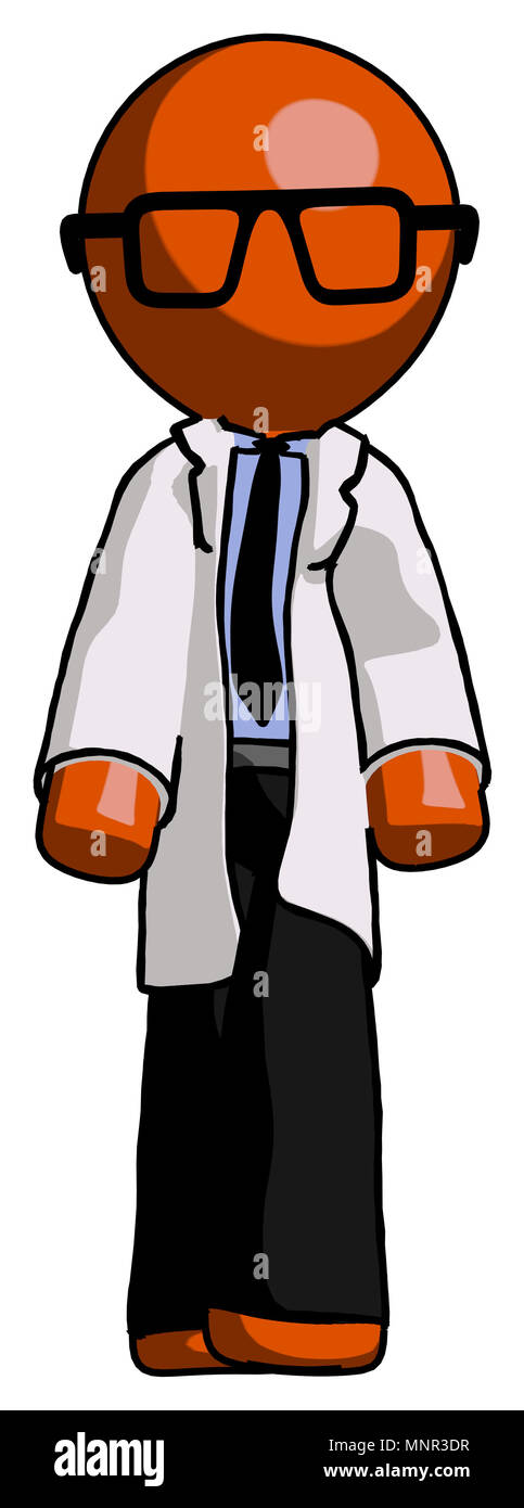 Orange doctor scientist man walking front view Stock Photo - Alamy