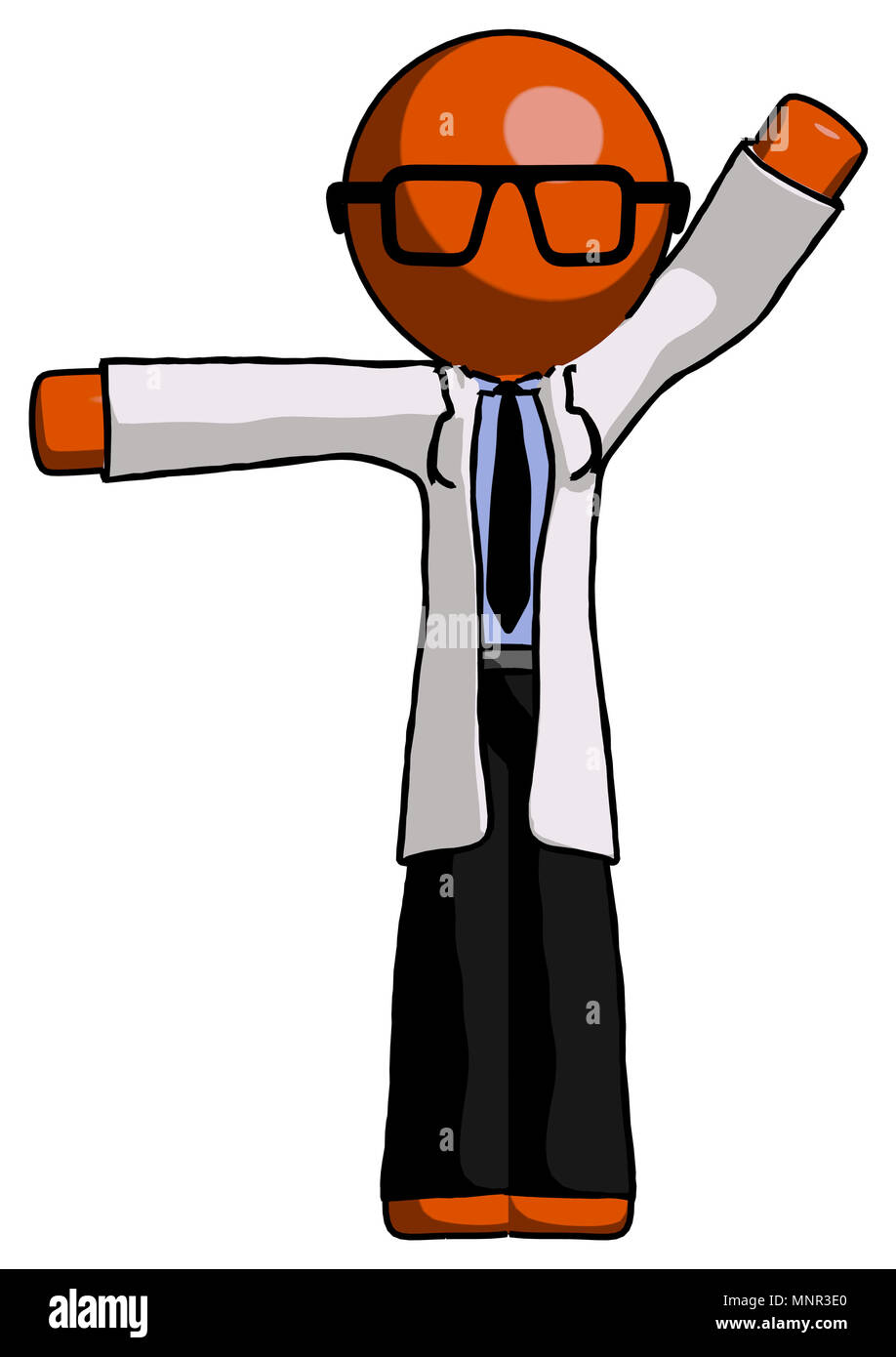 Orange doctor scientist man directing traffic left Stock Photo - Alamy