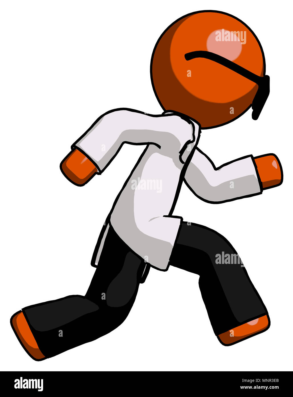 Orange doctor scientist man running fast right Stock Photo - Alamy