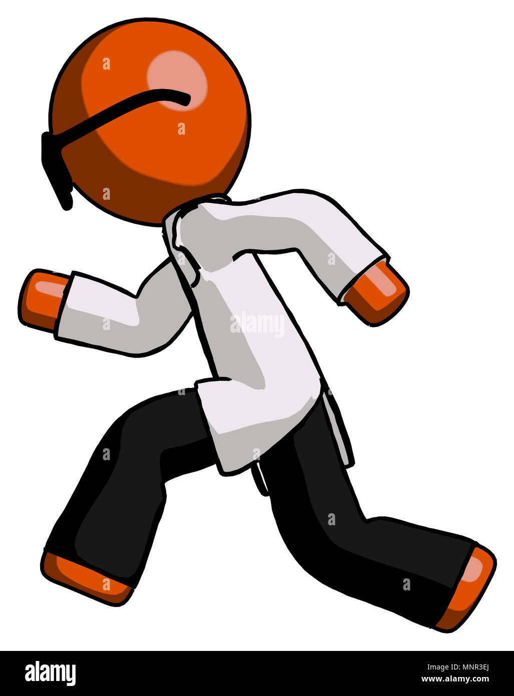 Orange doctor scientist man running fast left Stock Photo - Alamy