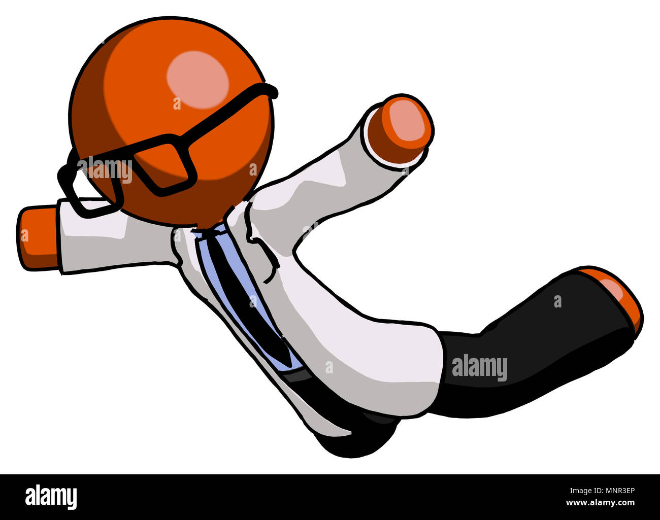 Orange doctor scientist man skydiving or falling to death Stock Photo ...