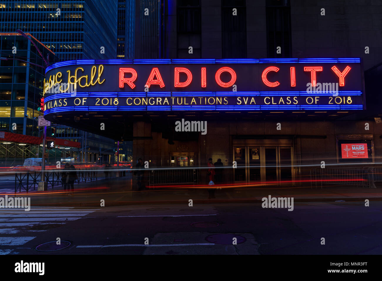 New York, USA - May 6, 2018 : Corner of Radio City Music Hall, theater ...