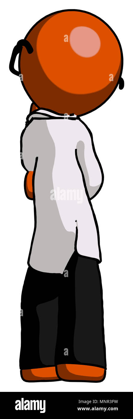 Orange doctor scientist man thinking or puzzled, contemplating ...