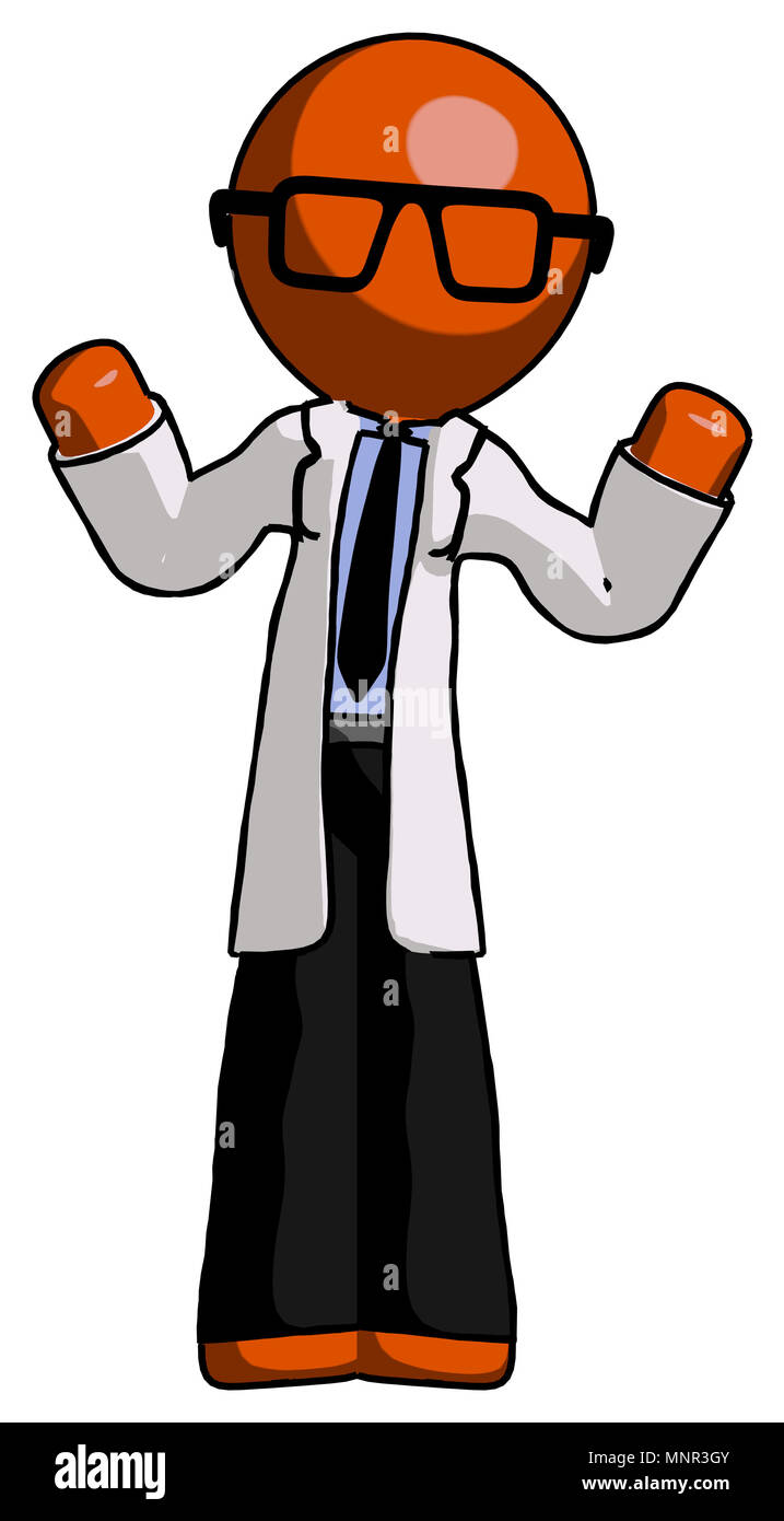 Orange doctor scientist man shrugging confused Stock Photo - Alamy
