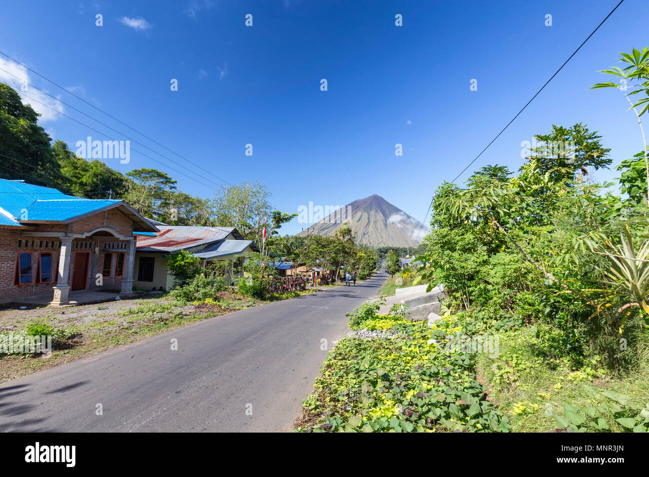 The Mount Inerie Volcano from Bomari village on the way to Bena and ...