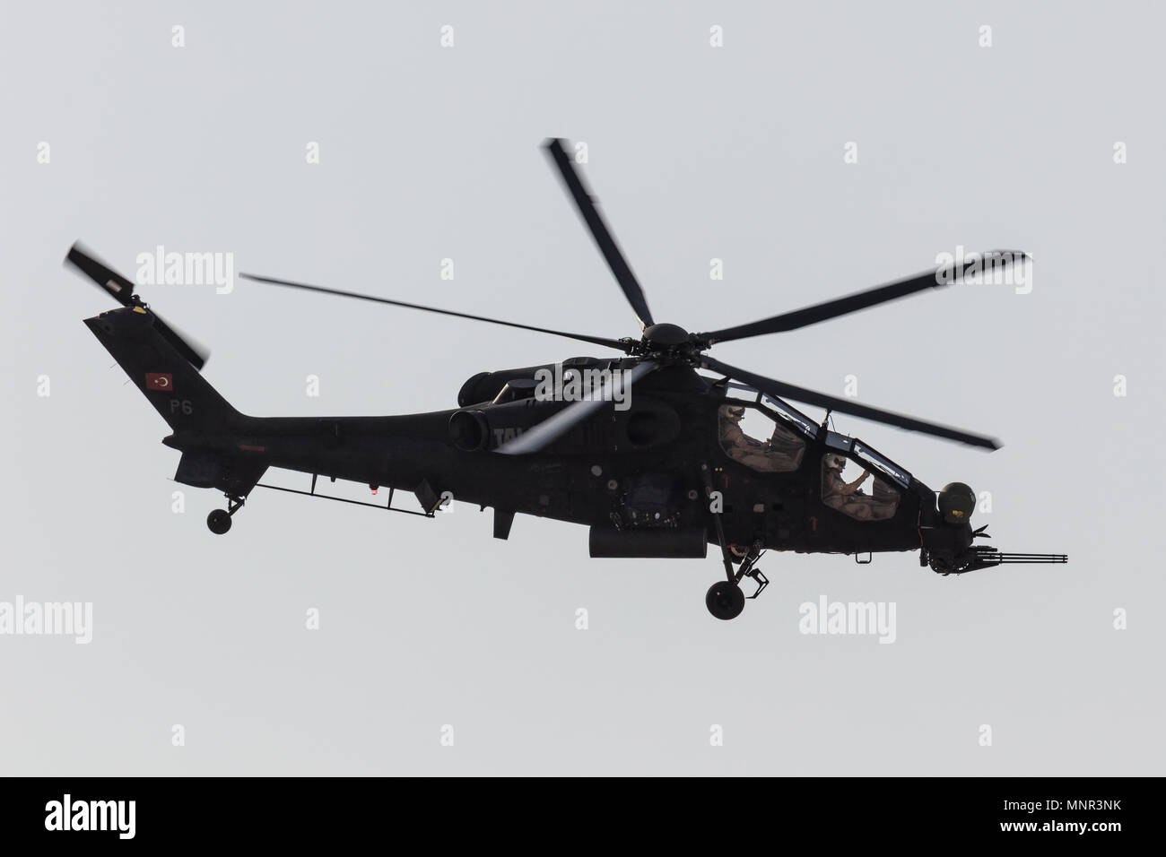 Sivrihisar, ESKISEHIR, TURKEY - September 16, 2017 ; Attack helicopter TAI-AgustaWestland T129 ...