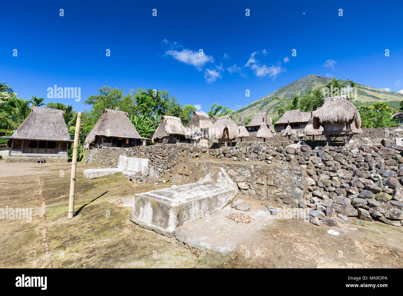 The Luba village on the slopes of the Mount Inerie stratovolcano near ...