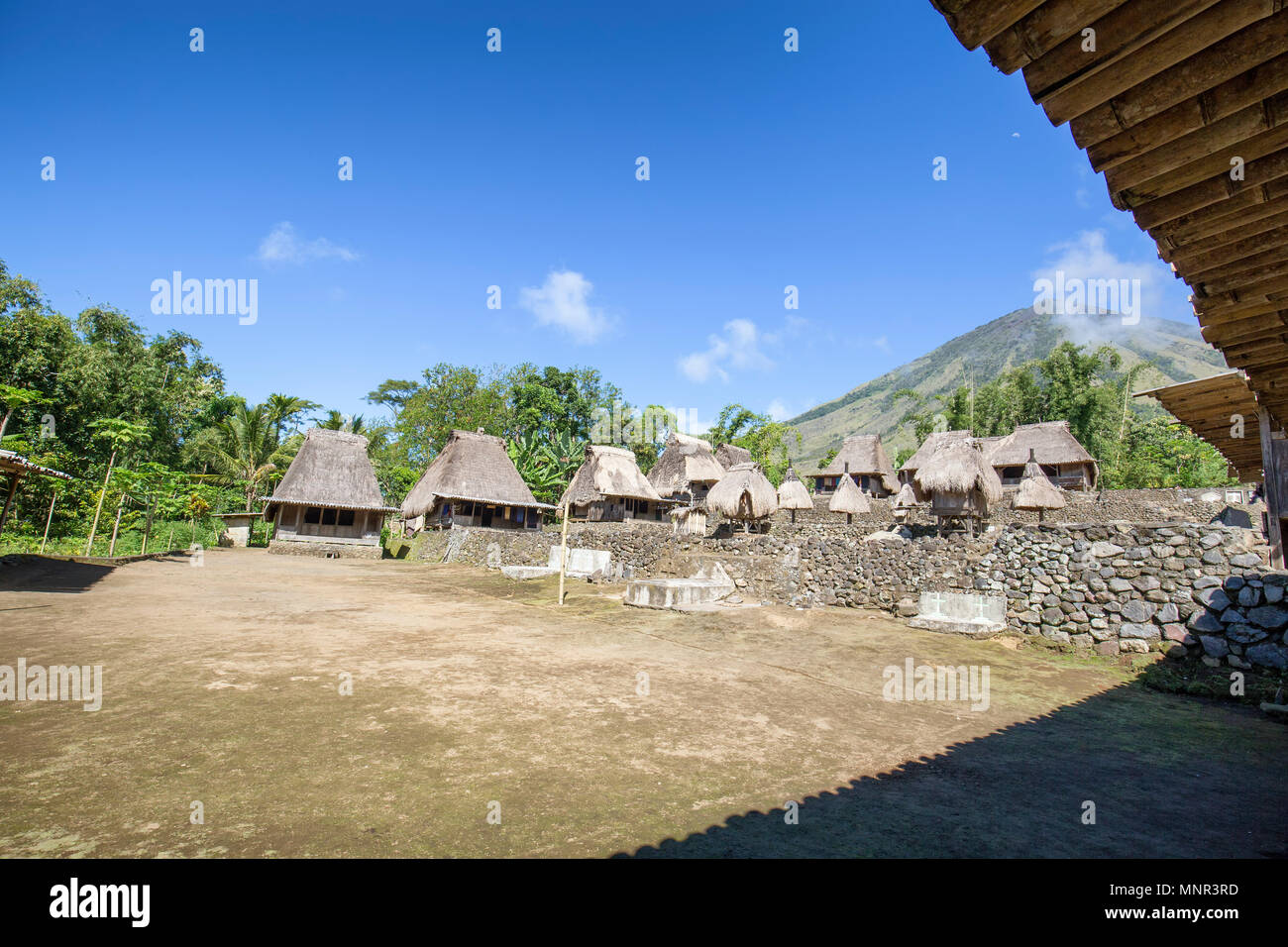 The Mount Inerie Stratovolcano and the Luba traditional village in ...