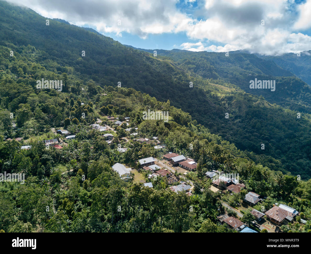 Aerial view of a village near the Bena and Luba traditional villages in ...