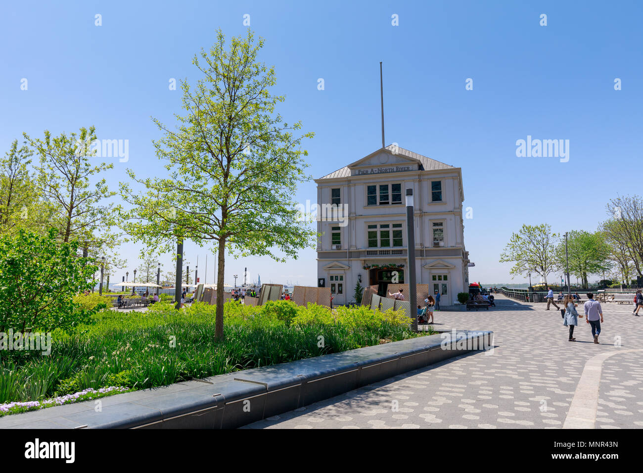 New York, USA - May 9, 2018 : Scenery of Battery park in lower ...