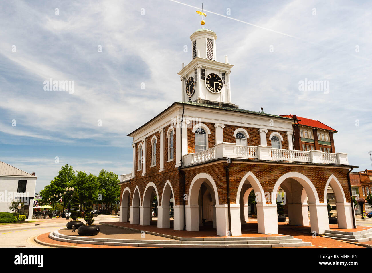 The clock tower says 2:31 at the town square in Fayetteville, North ...