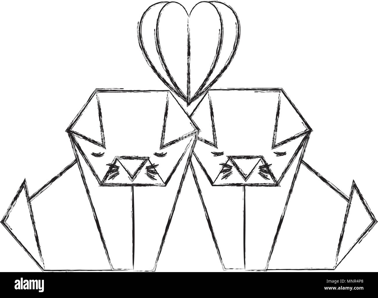 cats couple origami paper with heart Stock Vector Image & Art - Alamy