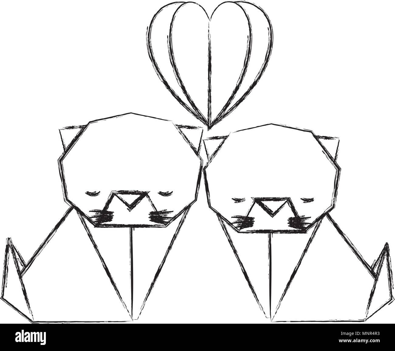 cats couple origami paper with heart Stock Vector Image & Art - Alamy