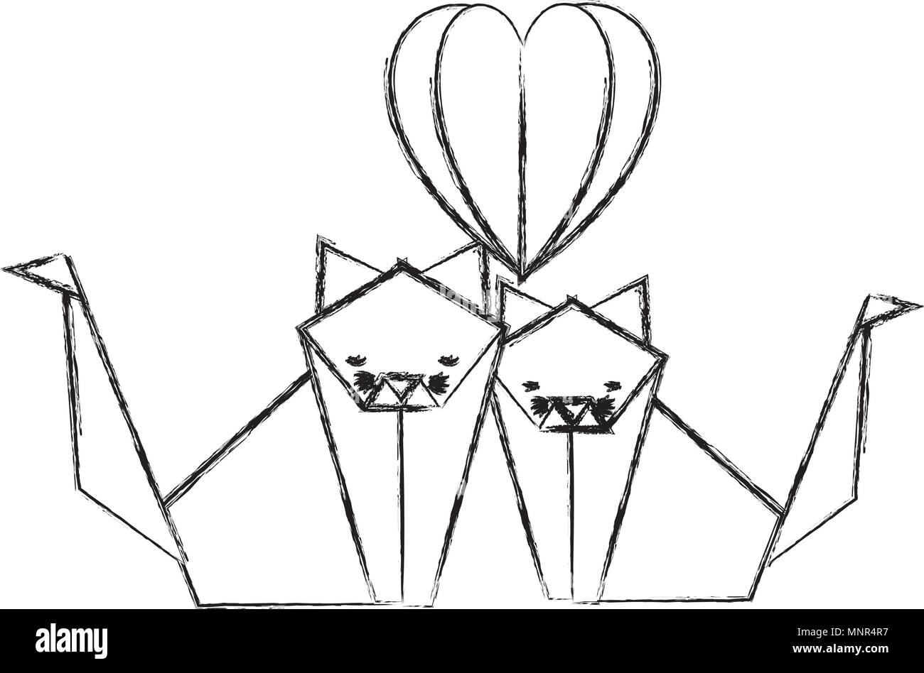 cats couple origami paper with heart Stock Vector Image & Art - Alamy