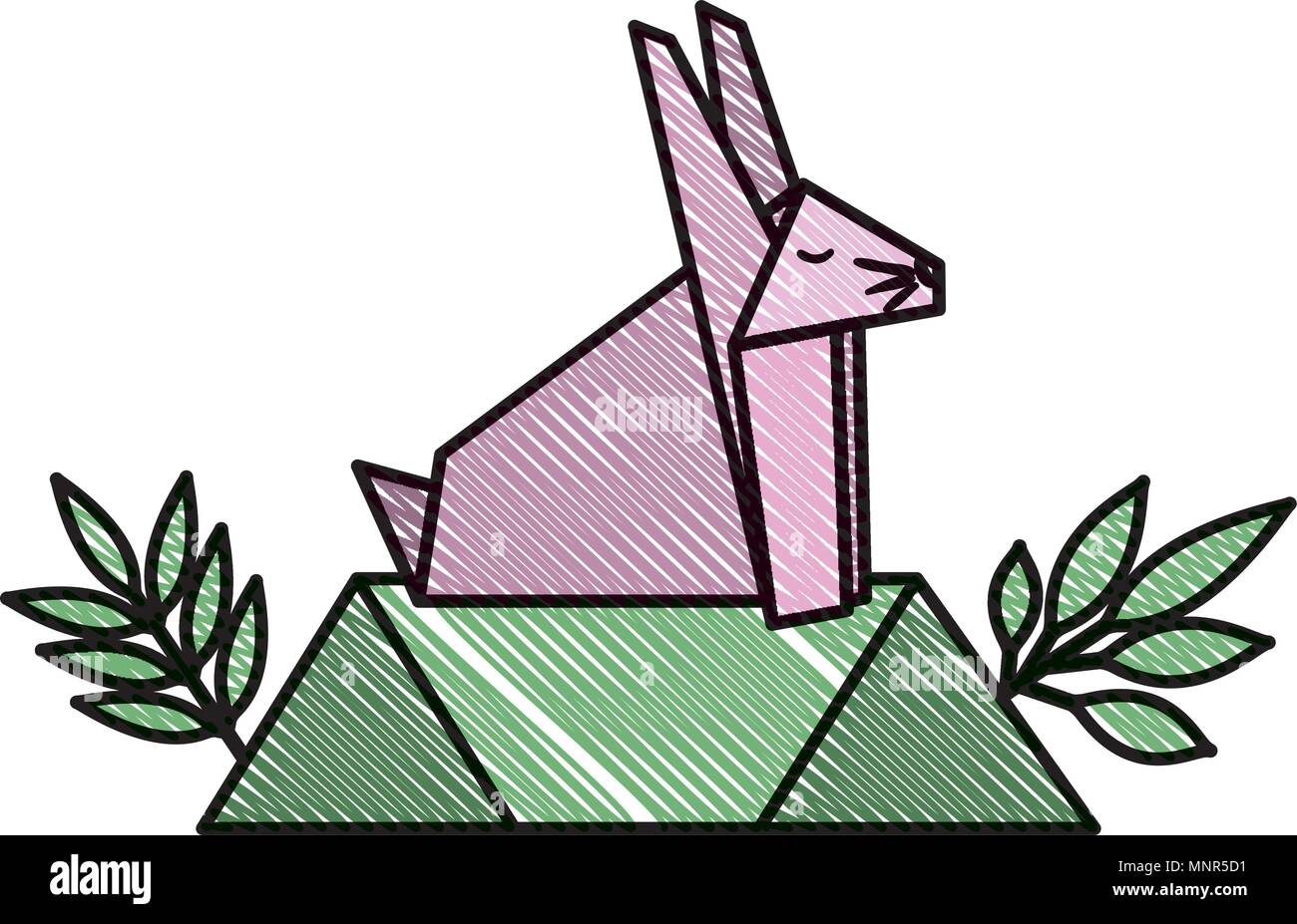 cute rabbit origami paper in field Stock Vector Image & Art - Alamy