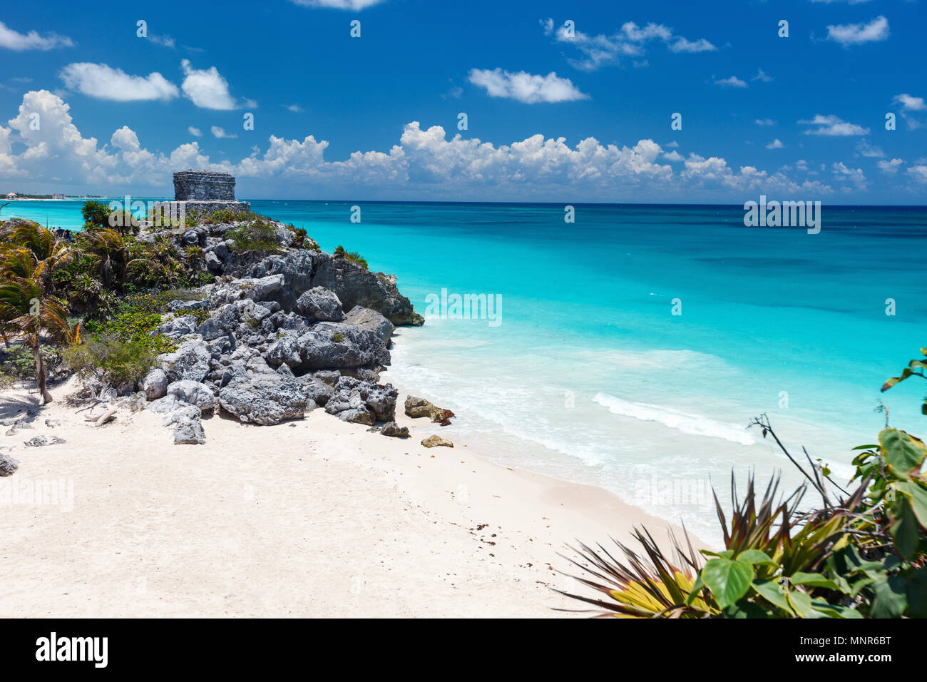 Mayan ruins and beautiful Caribbean coast in Tulum Mexico Stock Photo ...