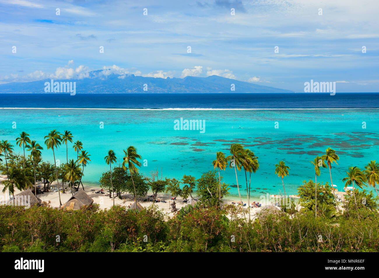 Beautiful coastal landscape of Moorea island in French Polynesia Stock ...
