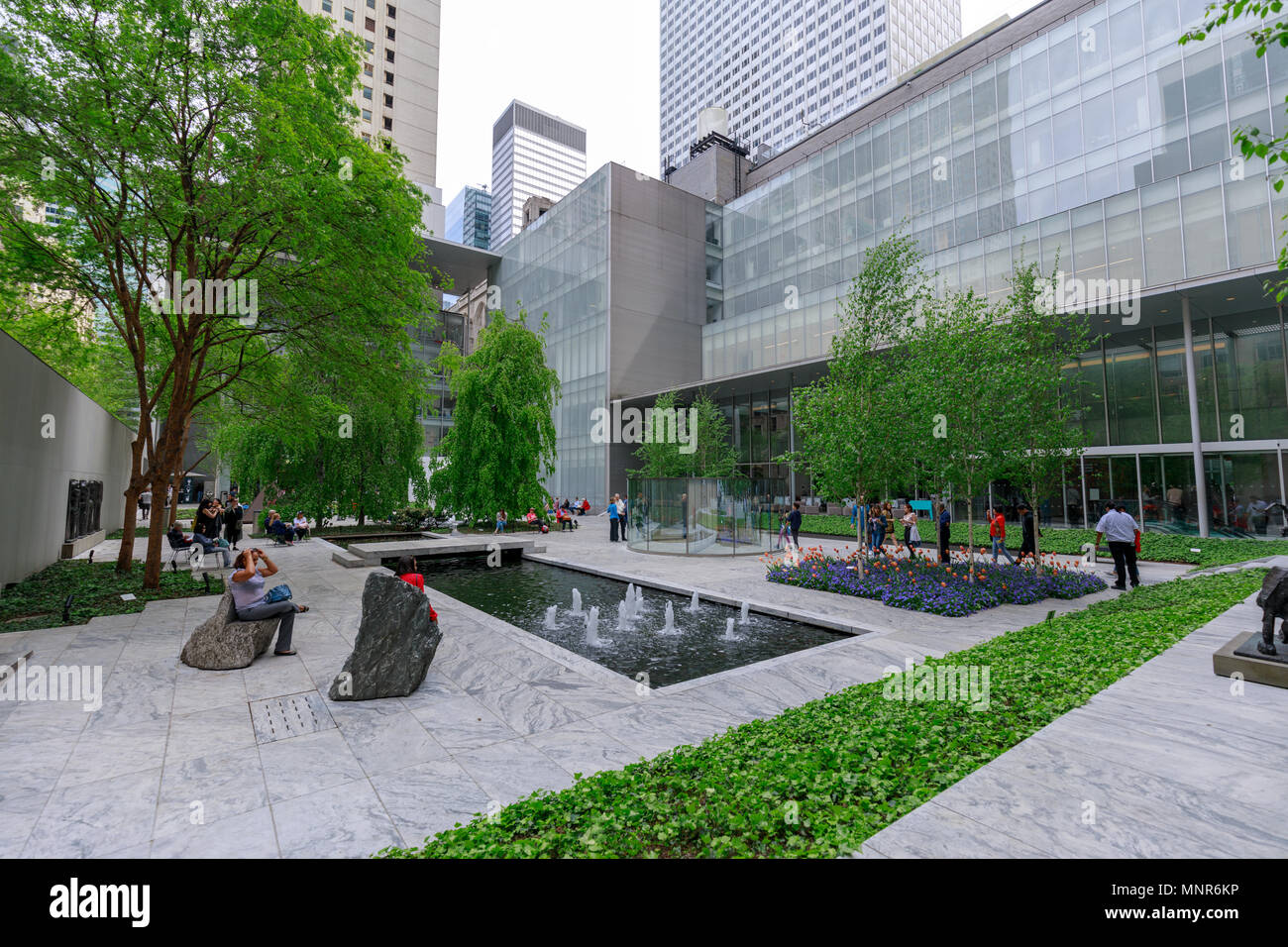 New York, USA - May 12, 2018 : The main garden of MoMA, Museum of ...