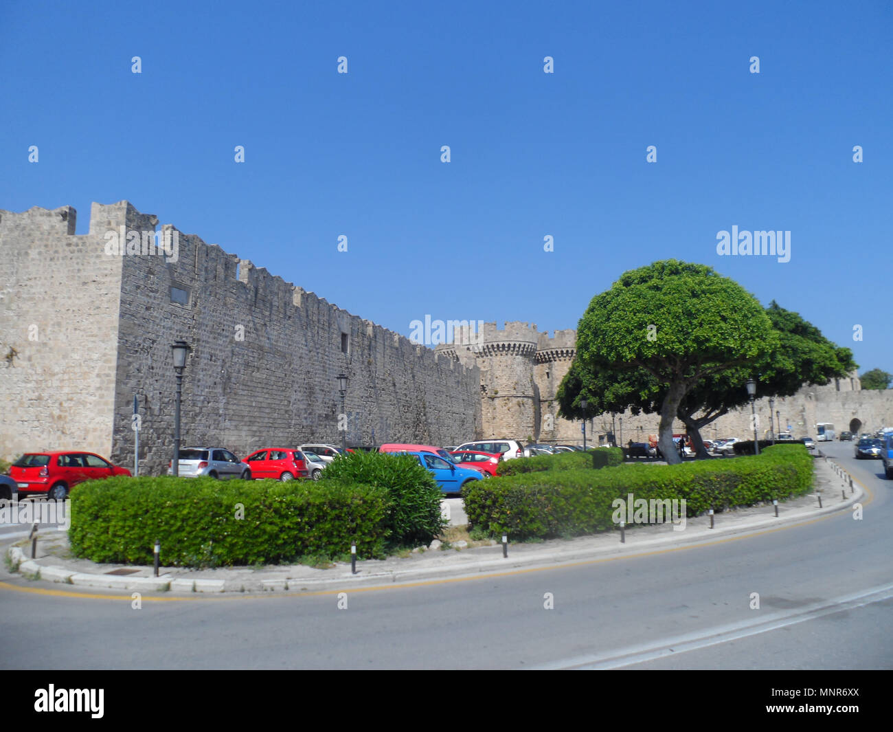 Part of the historic fortress wall around Rhodes Old Town, Rhodes ...