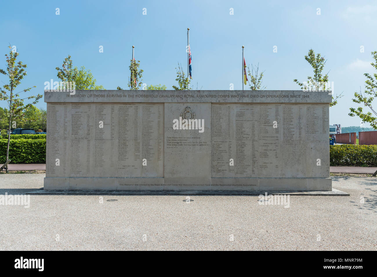 Tank crew memorial wall panel at Bovington Camp Tank Museum Stock Photo ...
