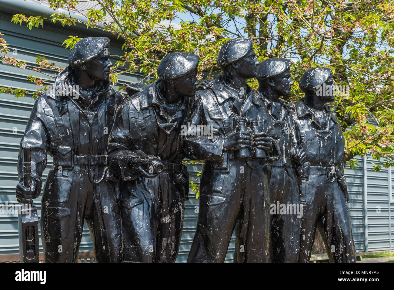 Tank crew memorial statues at Bovington Camp Tank Museum Stock Photo ...