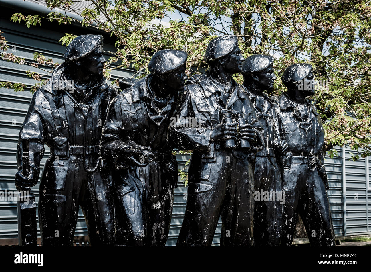 Tank crew memorial statues at Bovington Camp Tank Museum Stock Photo ...