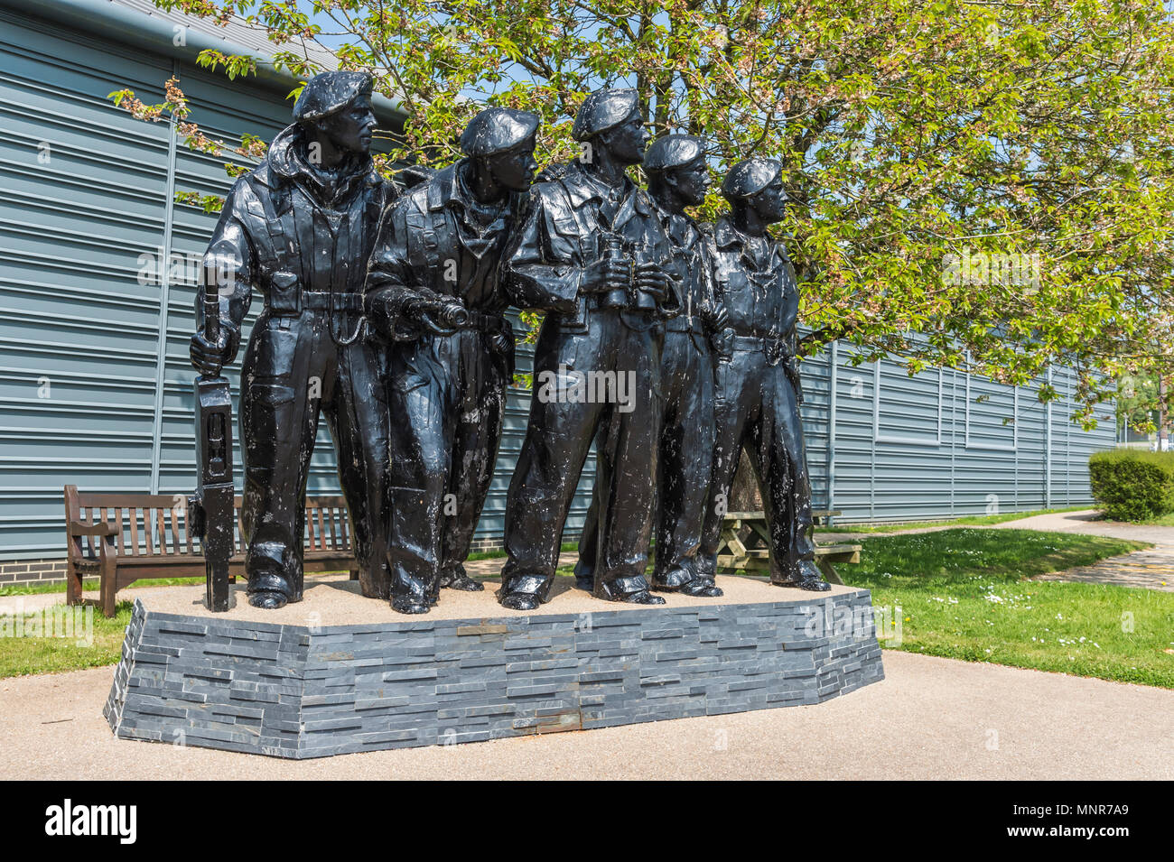 Tank crew memorial statues at Bovington Camp Tank Museum Stock Photo ...