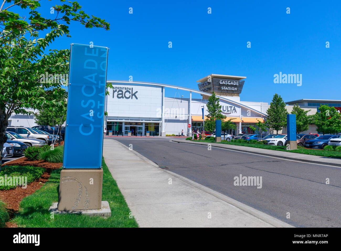 Portland, Oregon - May 14, 2018 : Cascade Station Outlet, which is a ...