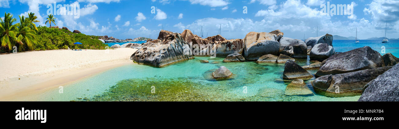 Panorama of The Baths beach area Virgin Gorda, British Virgin Islands ...