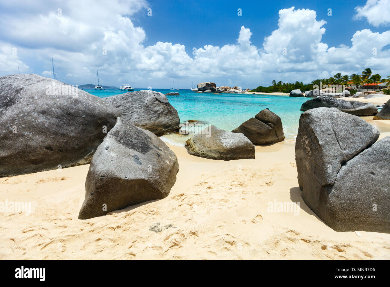 Stunning beach with white sand, unique huge granite boulders, turquoise ...