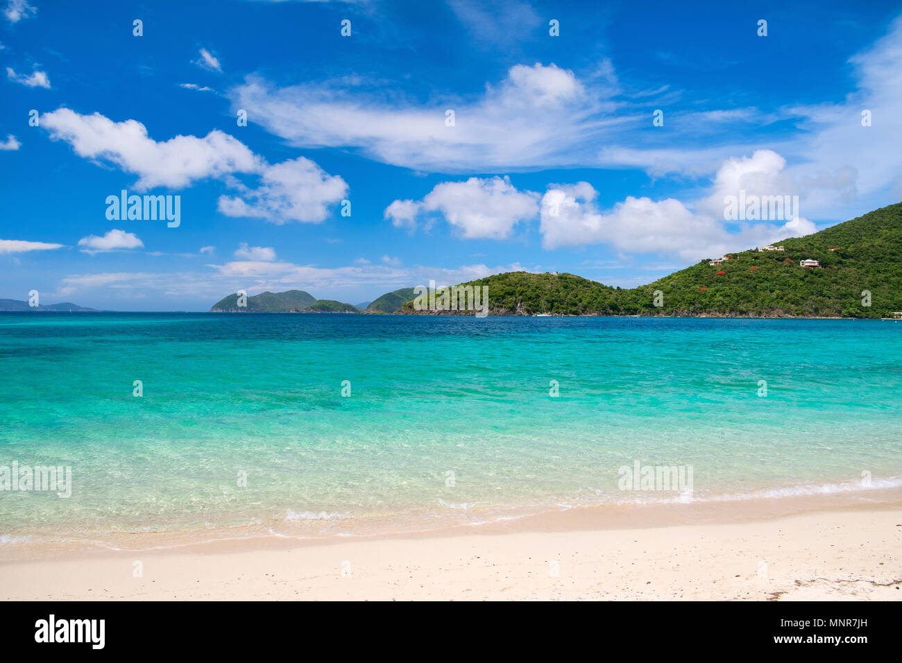 Beautiful tropical beach with white sand, turquoise ocean water and ...