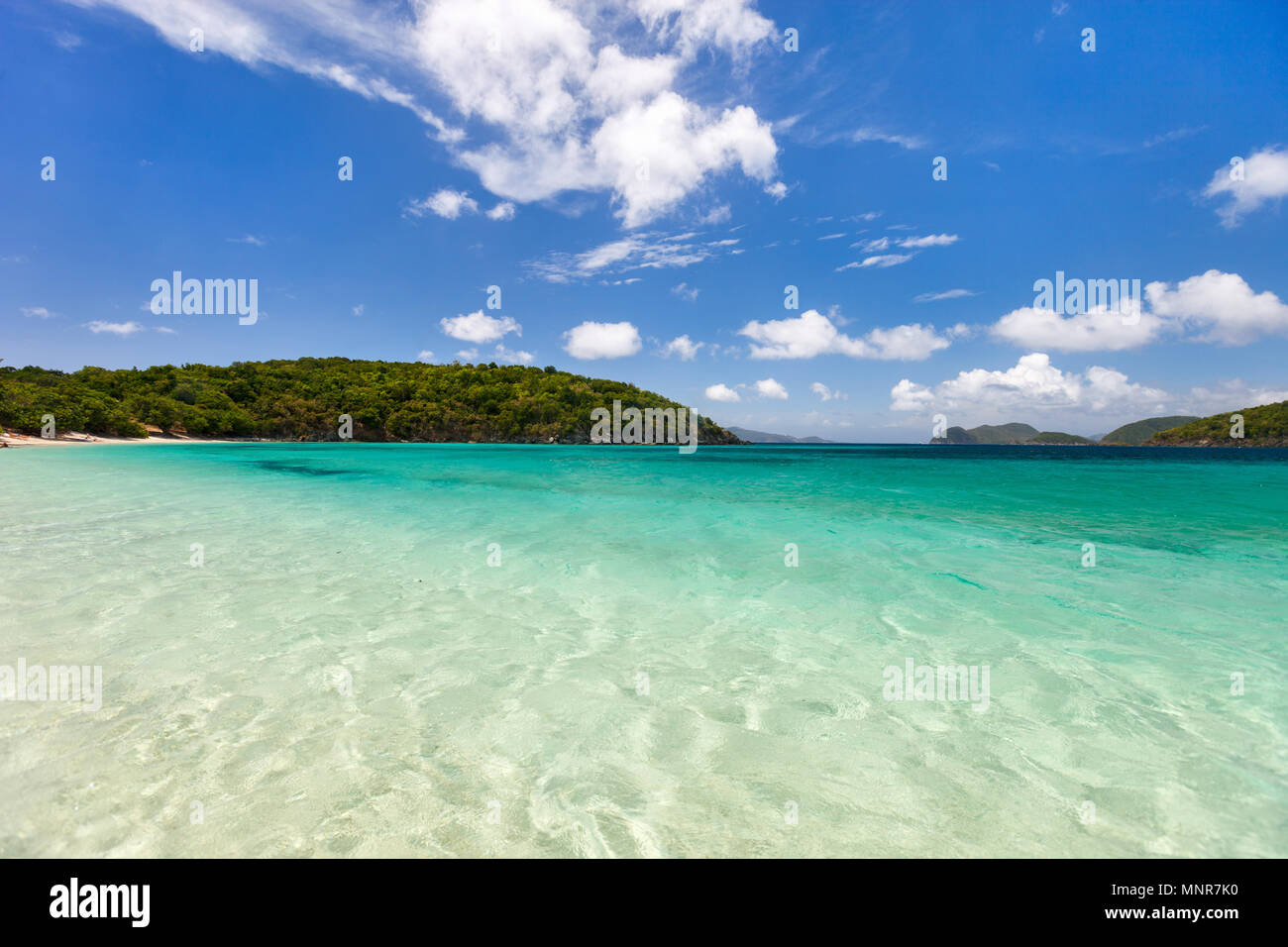 Beautiful tropical beach with white sand, turquoise ocean water and ...