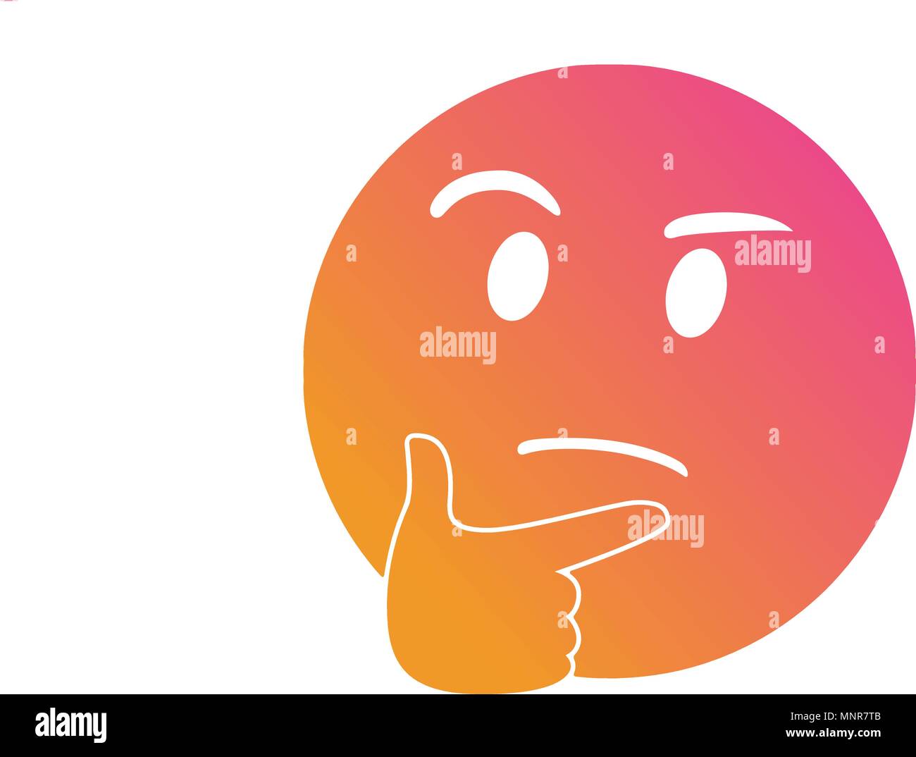 The isolated vector gradient pink to orange pondering, thinking or deep ...