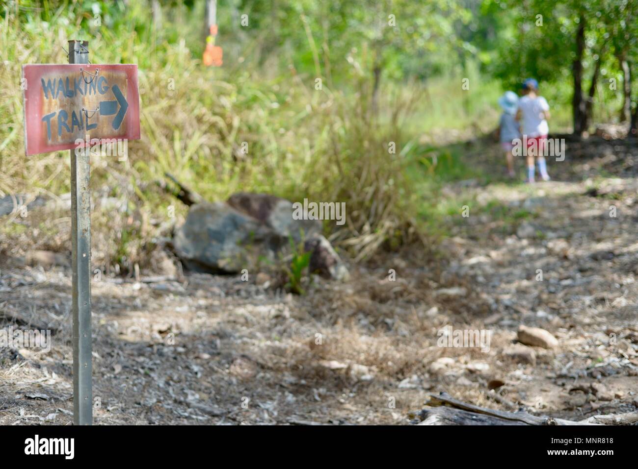 Walking track trail sign for mount halifax trail hi-res stock ...