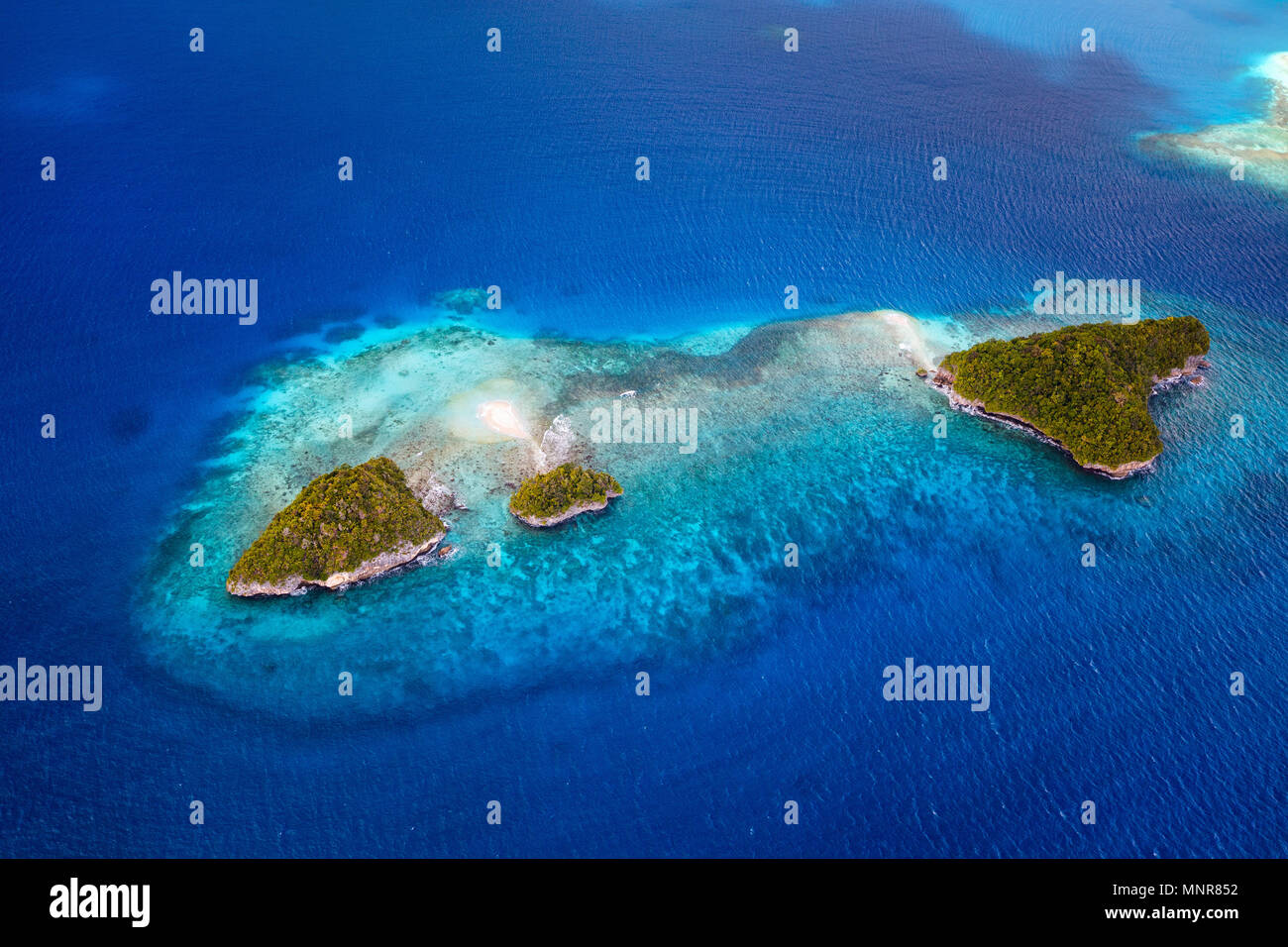 Beautiful view of Palau tropical islands and Pacific ocean from above ...
