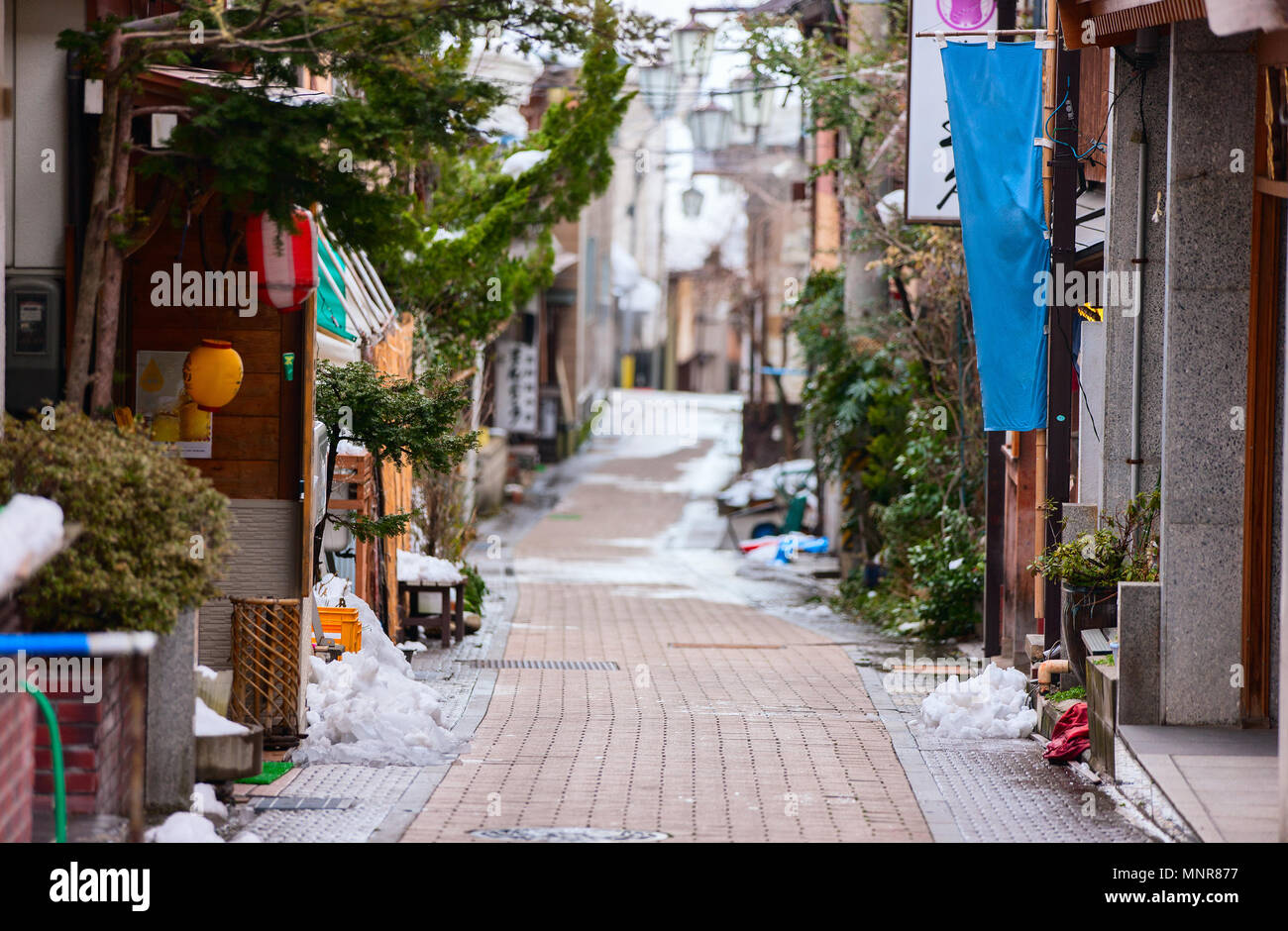 Hot spring resort town Shibu Onsen in Nagano Japan on winter day Stock ...