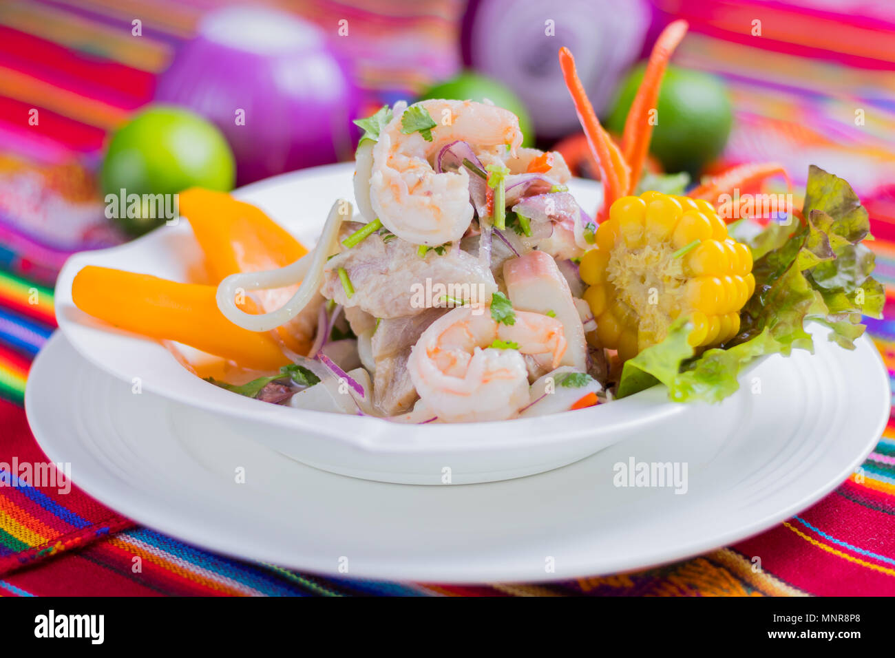 Peruvian food: Fish ceviche Stock Photo - Alamy