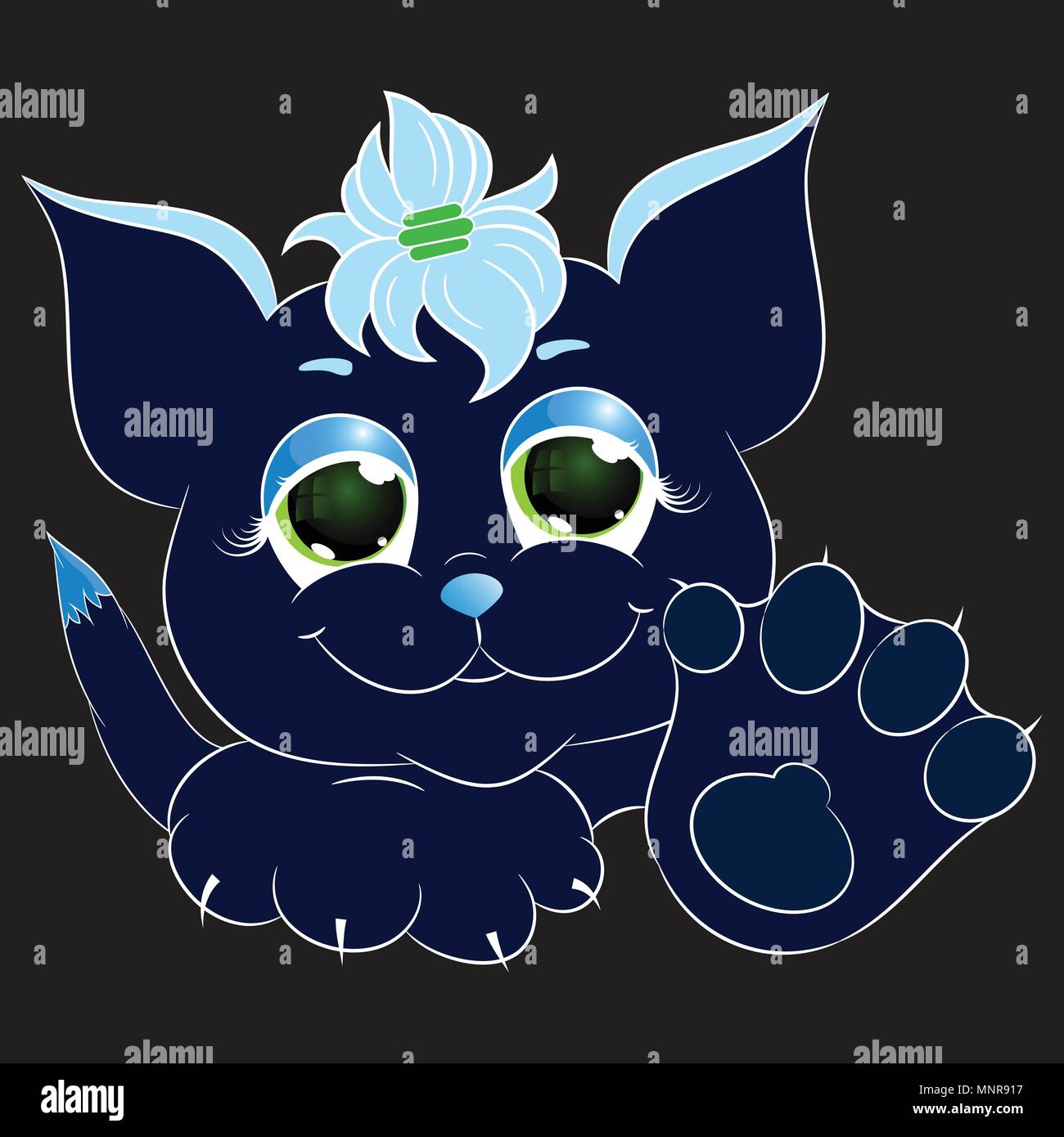 dark blue cat vector cute sweet illustration Stock Vector Image & Art ...