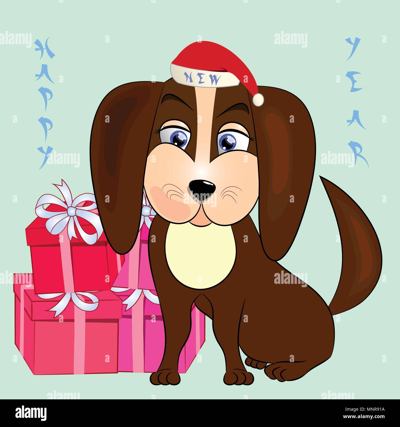 dog with gifts vector cute illustration Stock Vector Image & Art - Alamy