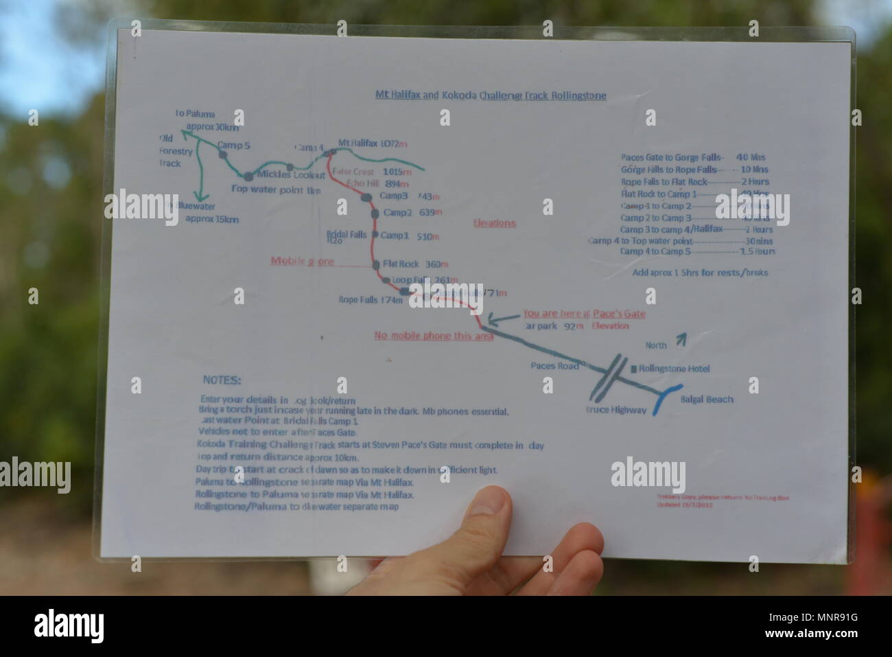 Mount halifax and kokoda challenge track rollingstone map hi-res stock ...