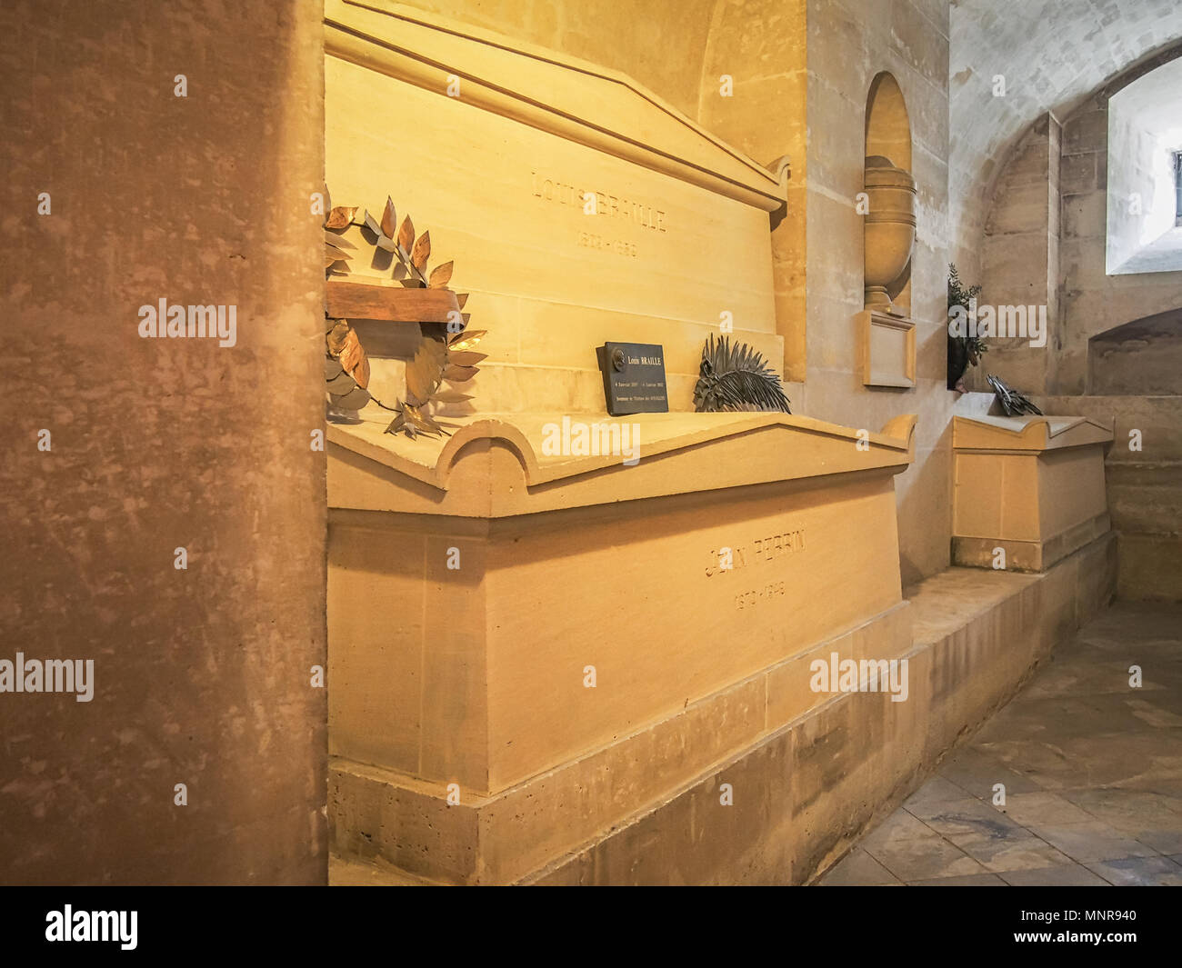 Louis Braille and Jean Perrin tomb in the crypt of the Pantheon in ...