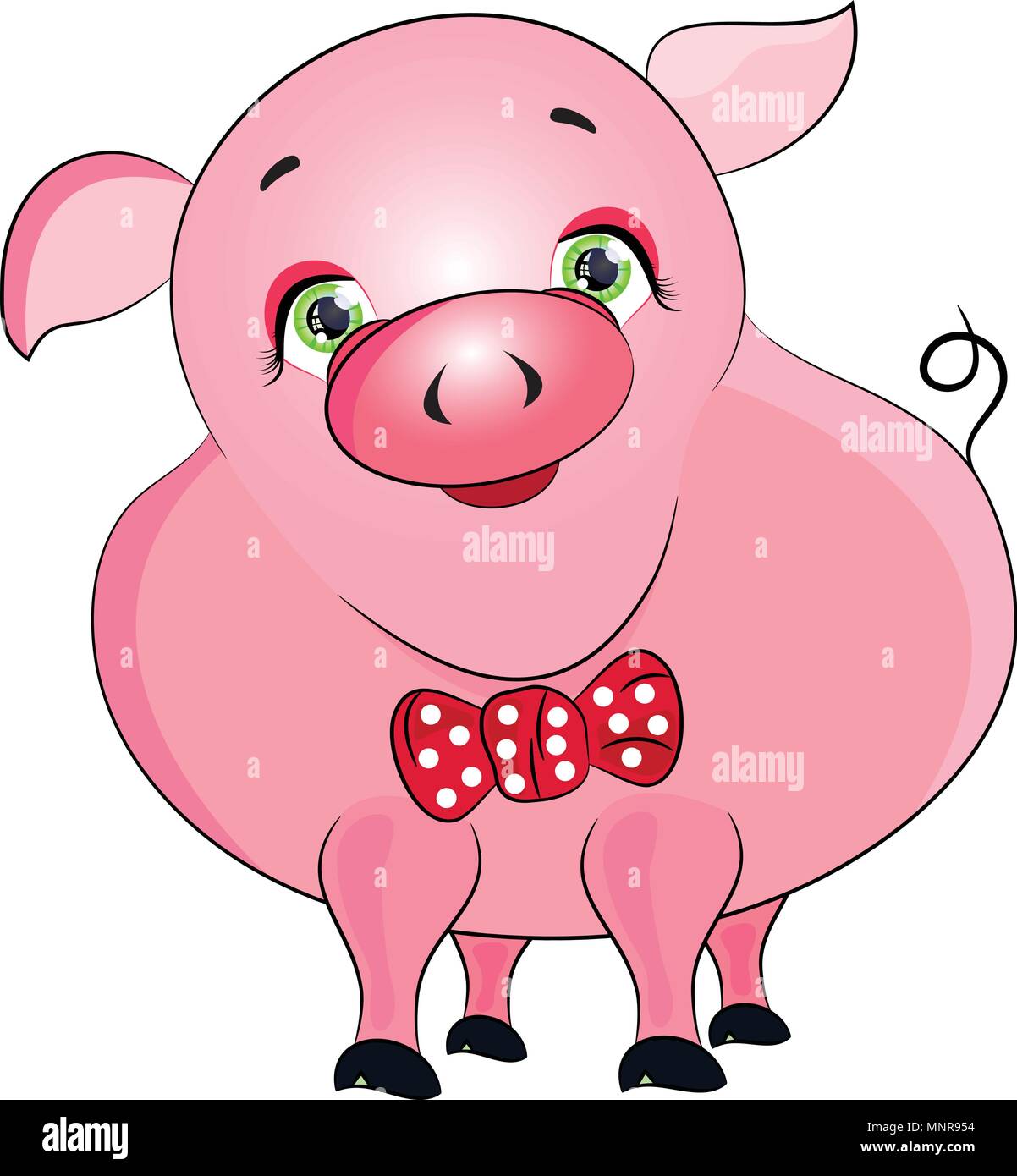 pink pig with bow vector cute sweet illustration Stock Vector Image ...