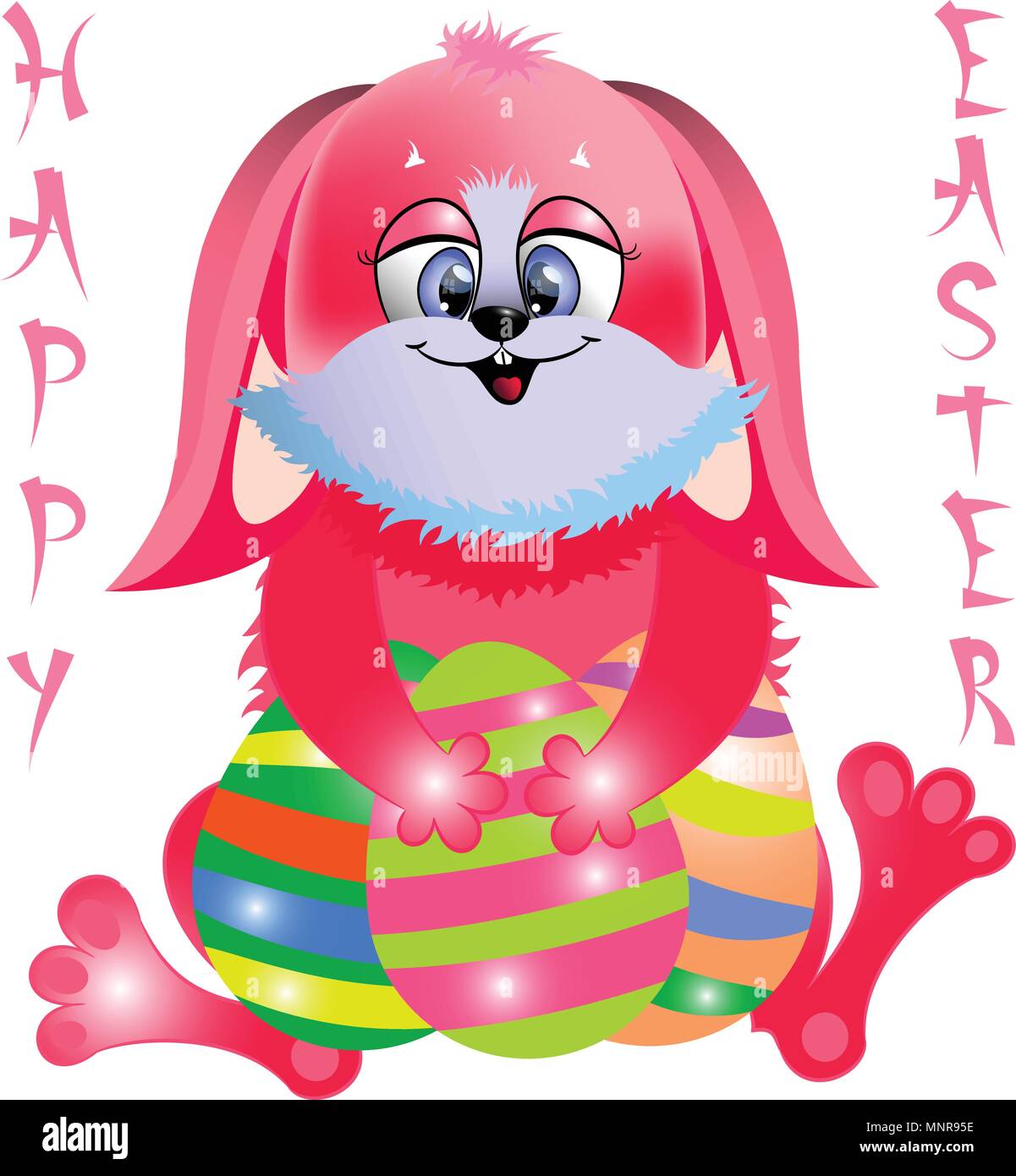 rabbit and eggs cute comic easter vector illustration Stock Vector ...